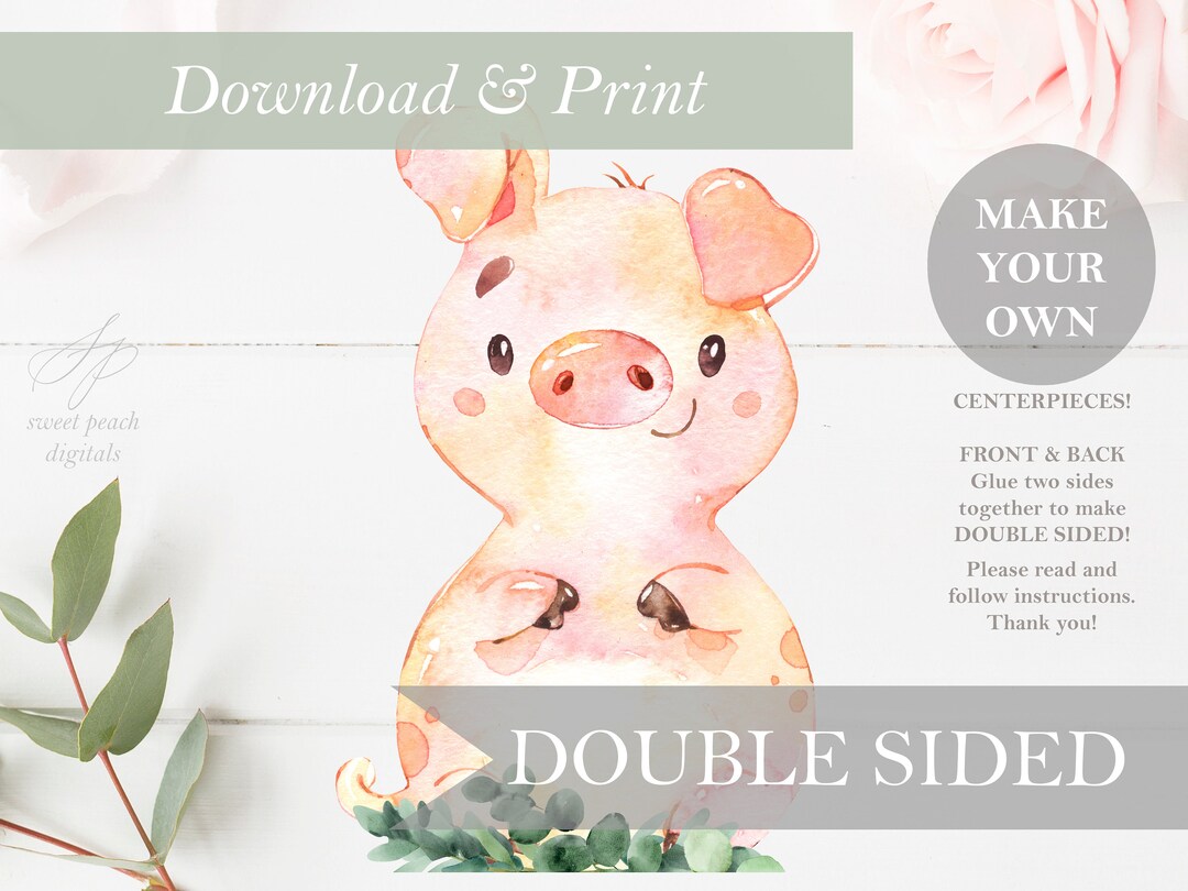 Pig Farm Centerpiece Cut Out Printable Stand up Barn Yard Boy Girl ...