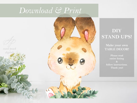 Bunny Rabbit Table Decor Digital Stand up Cut Out Printable - Etsy