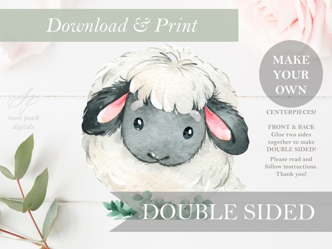 Sheep Lamb Farm Centerpiece Cut Out Printable Stand up Barn Yard Boy ...