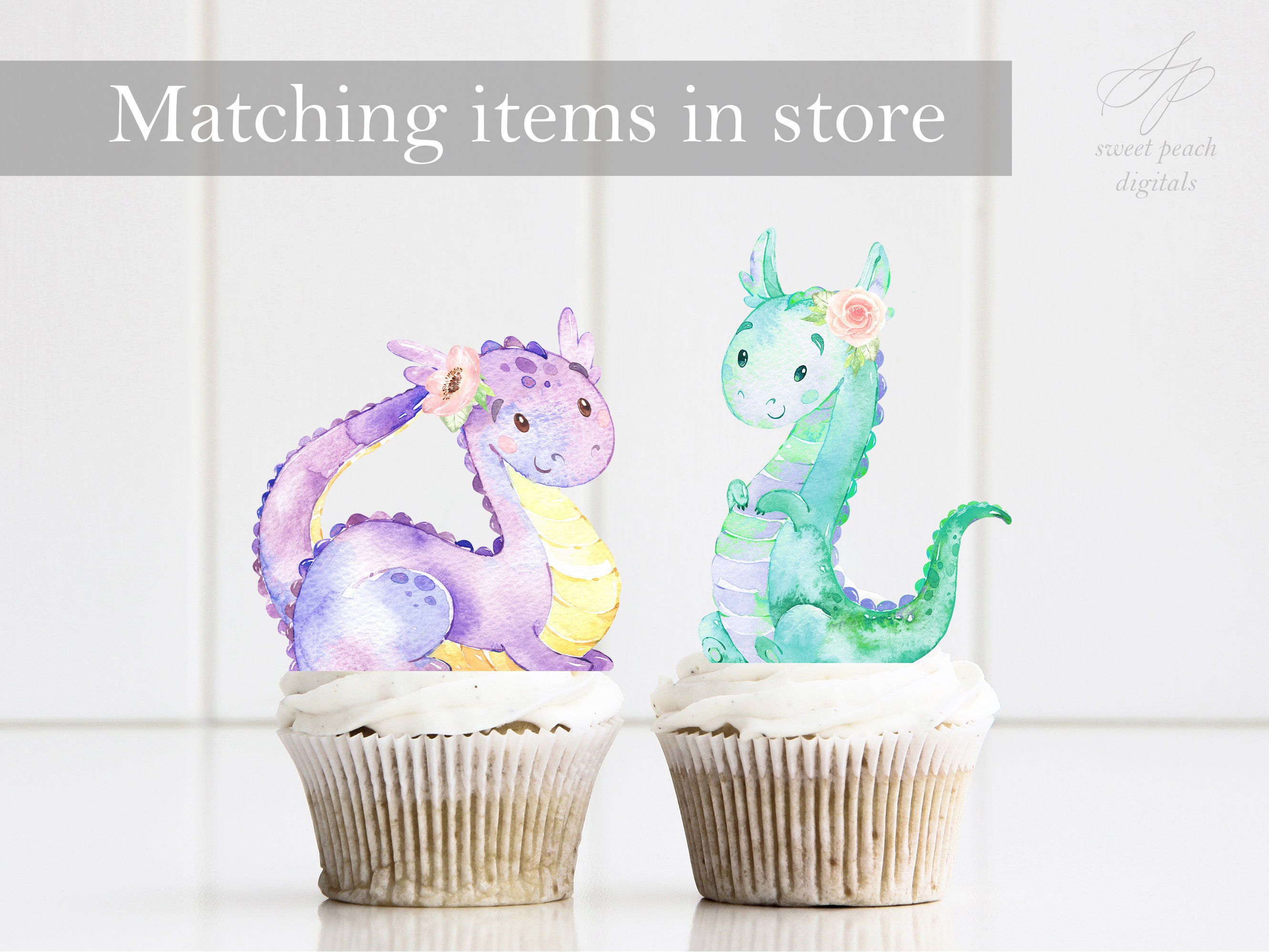 Girl Dragon DIY Centerpieces Blue Dragon Print and Cut DIY Double Sided ...