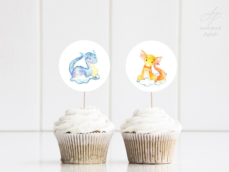 Dragon Cupcake Topper Digital Printable Cup Cake Decoration | Etsy