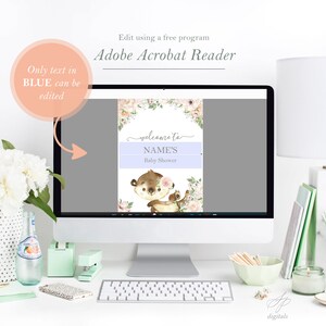 Otter Welcome Baby Shower Sign Woodland Forest Animal Digital Printable ...