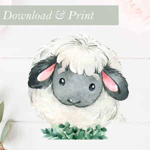 Sheep Lamb Table Decor Cut Out Digital Stand up Printable Farm Animal ...
