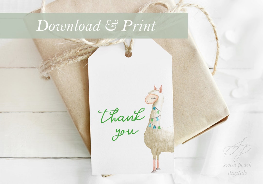 Llama Gift Tags Favor Alpaca Baby Shower Birthday Digital Printable ...