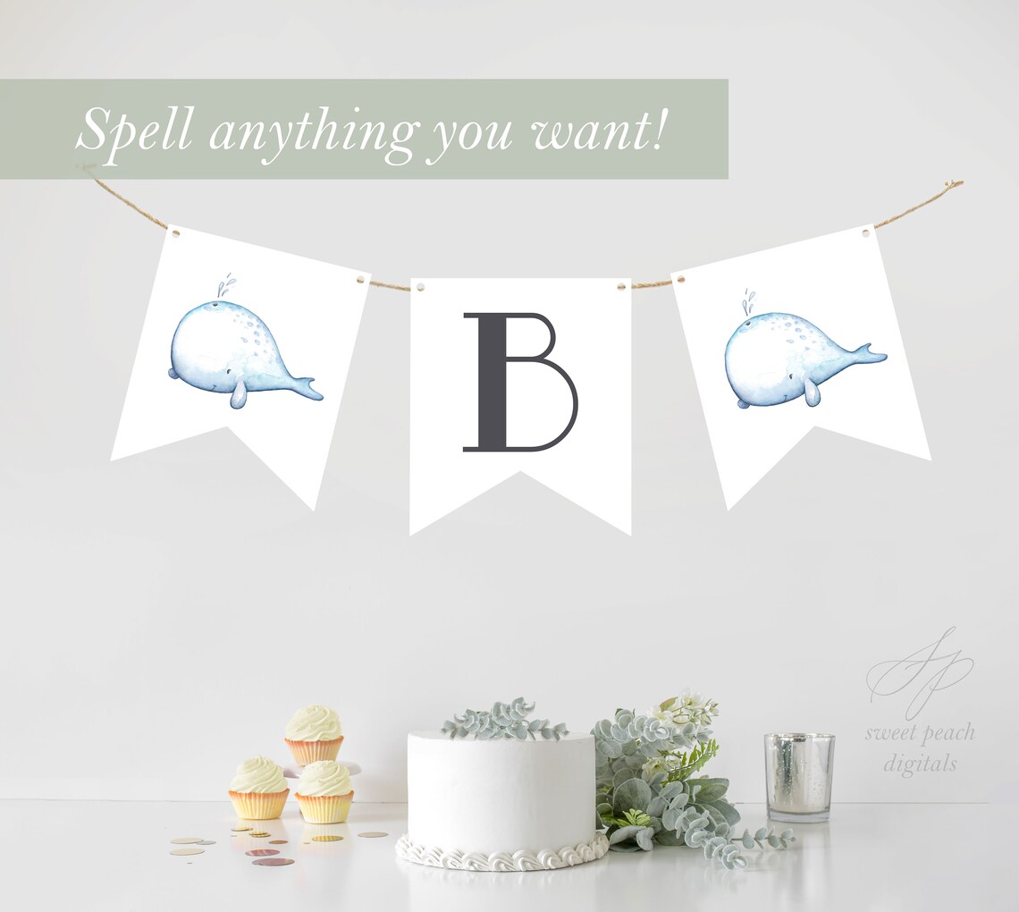 Whale Banner Large Bundle Ocean Under the Sea Party Baby Shower ...
