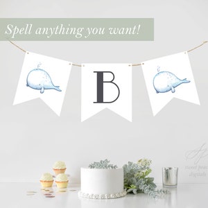 Whale Banner Large Bundle Ocean Under the Sea Party Baby Shower ...
