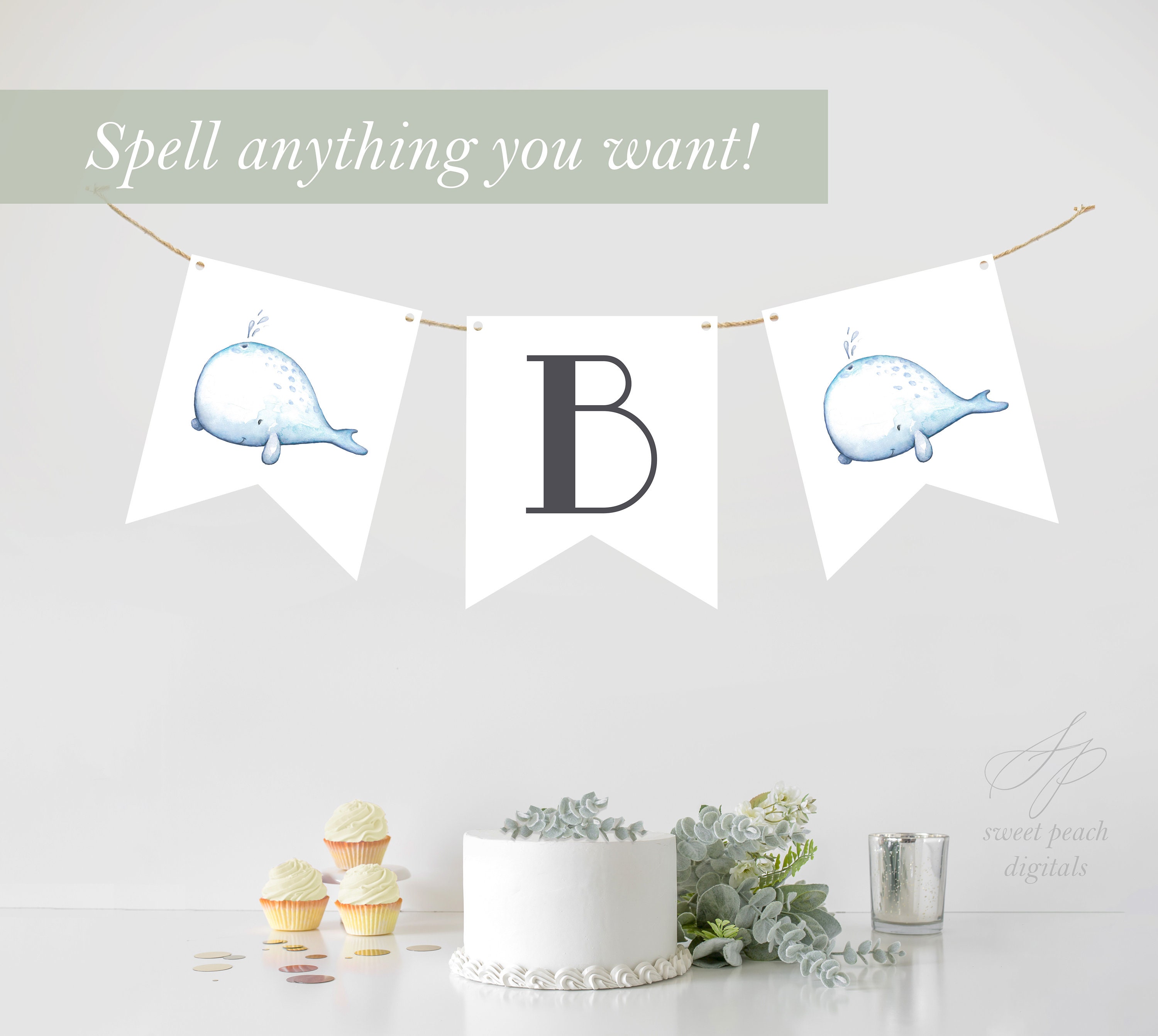 Whale Banner Large Bundle Ocean Under the Sea Party Baby Shower ...