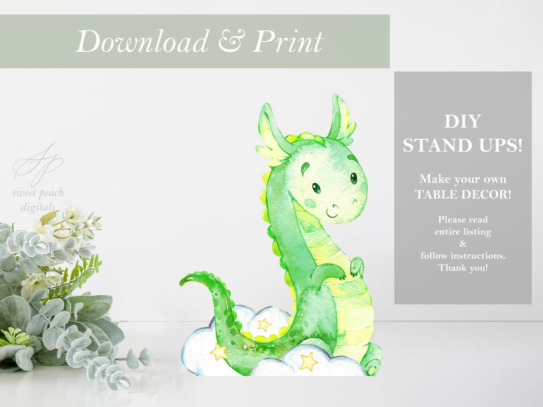 Dragon Party Table Decor Cut Out Printable Stand up Birthday Theme Baby ...