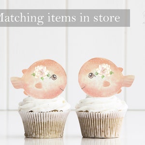 Puffer Fish Topper Baby Shower Birthday Party Double Sided Digital ...