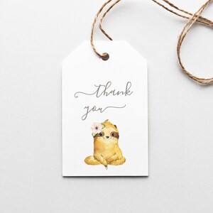Safari Favor Tags Sloth #1 Gift Jungle Zoo Baby Shower Birthday Floral ...