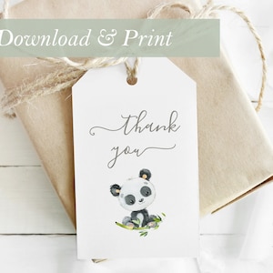 Panda Gift Tags Favor Tag Safari Baby Shower Birthday Floral Digital ...