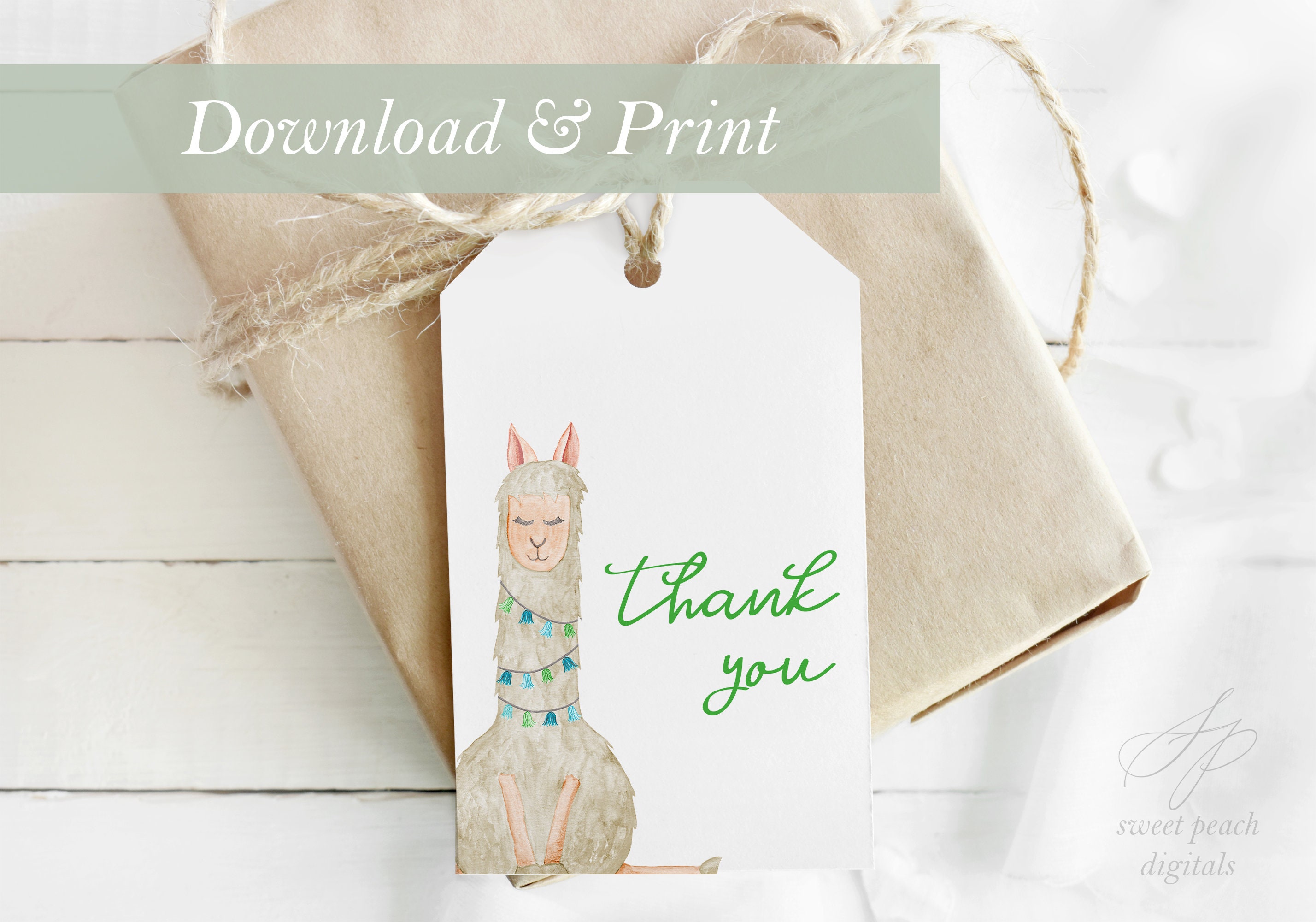 Llama Gift Tags Favor Tag Alpaca Baby Shower Birthday Digital | Etsy