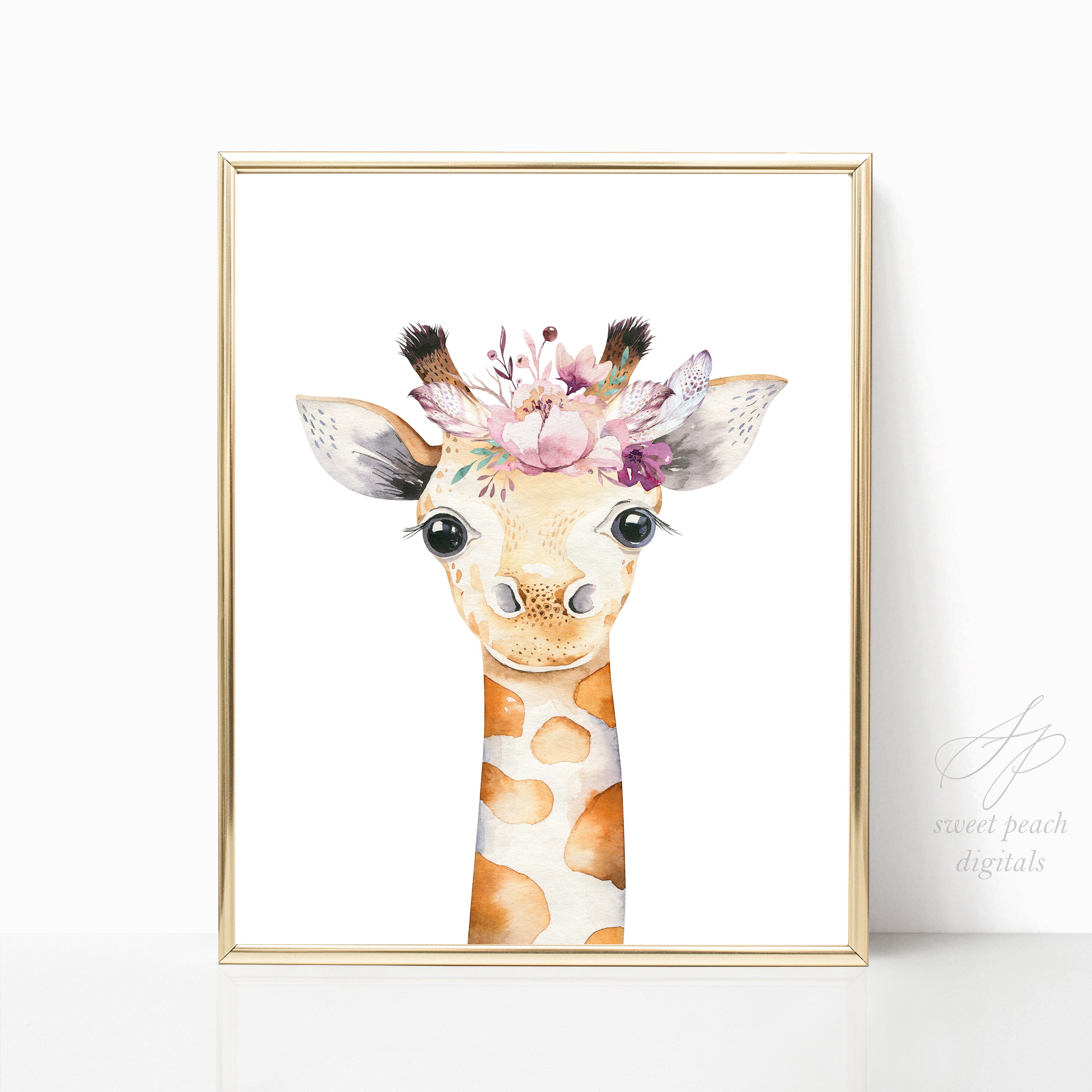 Boho Giraffe Nursery Decor Wall Art Printable Digital Prints - Etsy