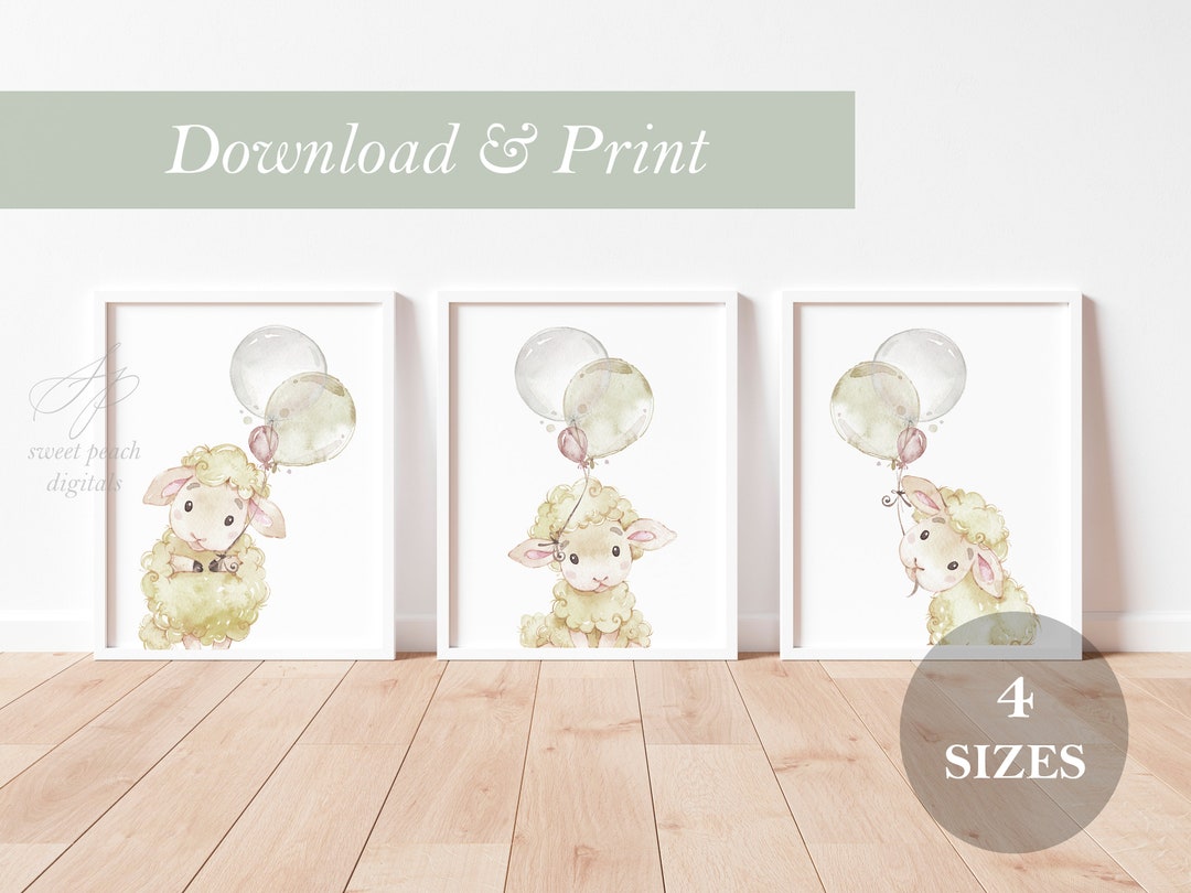 Sheep Lamb Farm Set Nursery Decor Christian Wall Art Printable Digital ...