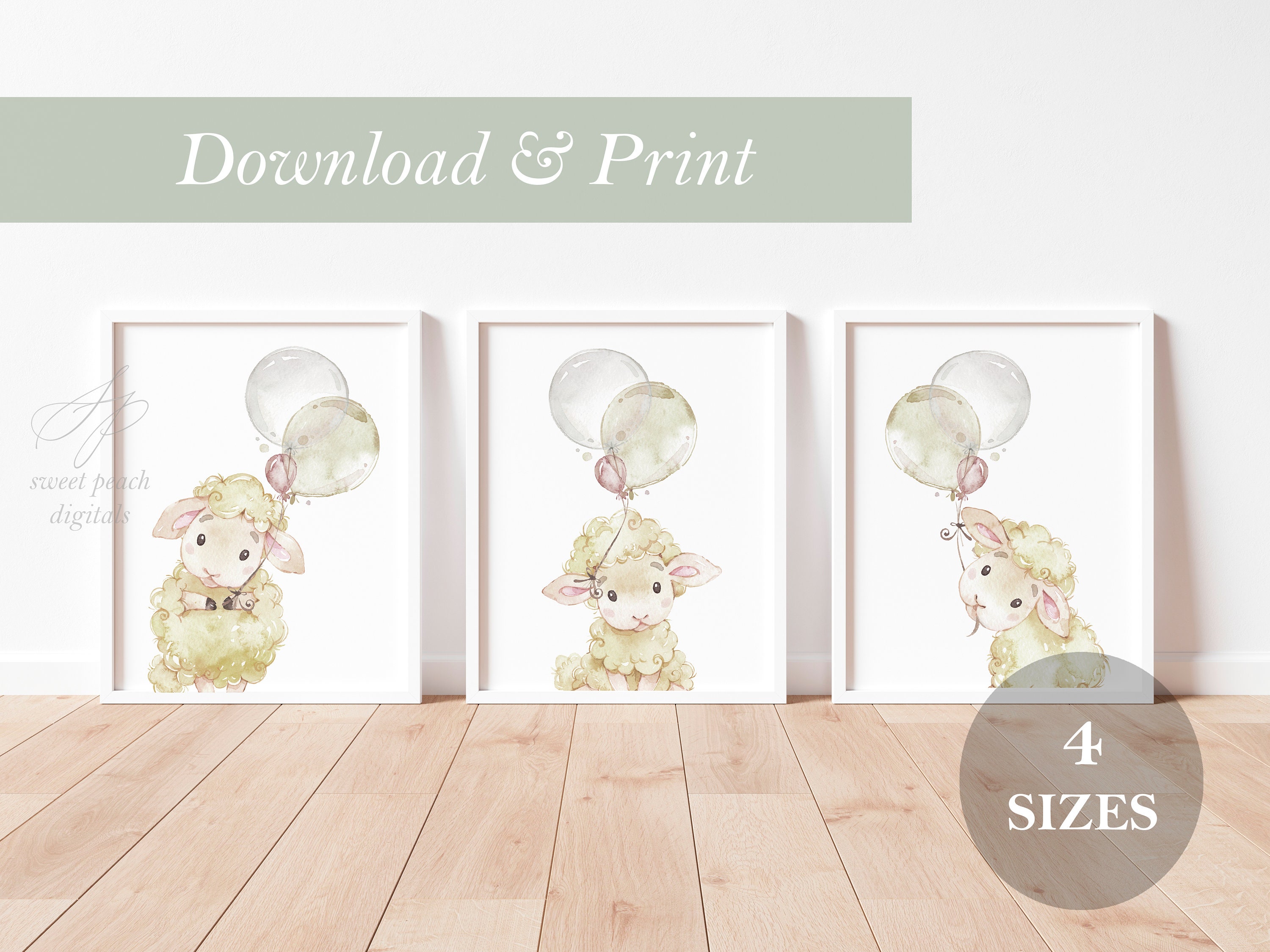 Sheep Lamb Farm Set Nursery Decor Christian Wall Art Printable Digital ...