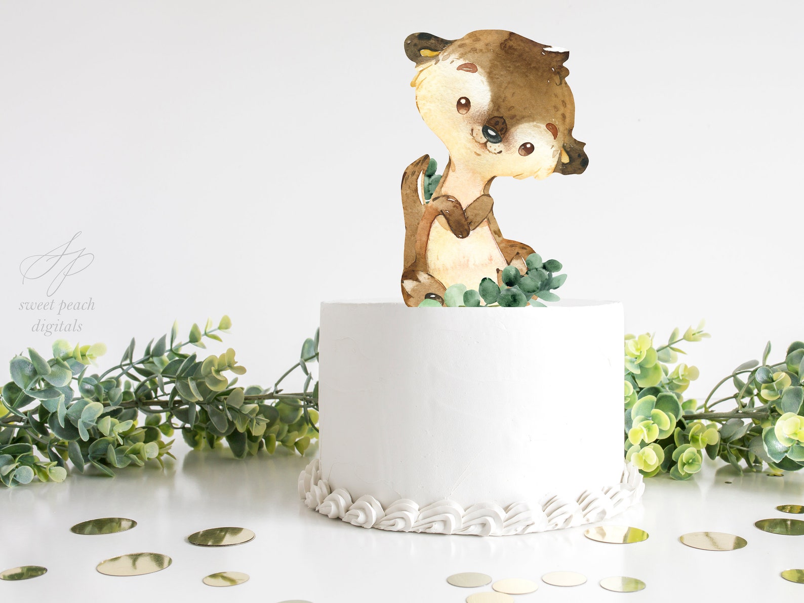 BUNDLE Otter Cake Topper 4 Sizes Woodland Forest Print and Cut Out ...