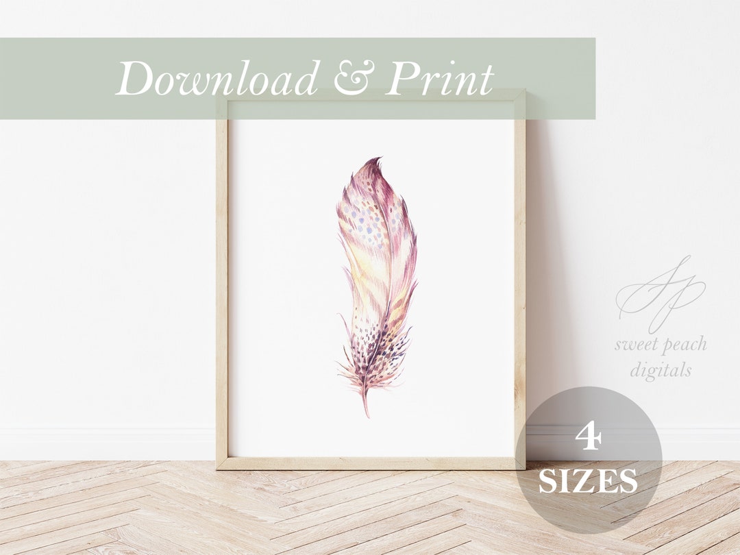Boho Feather Nursery Decor Wall Art Printable Digital Prints Feathers ...