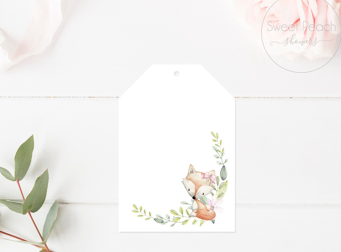 Woodland Fox Gift Tags Favor Tag Baby Shower Flowers Flower - Etsy