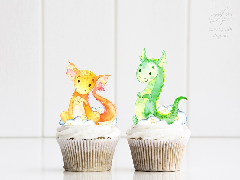 Dragon Digital Cupcake Topper Birthday Theme Printable Cup - Etsy