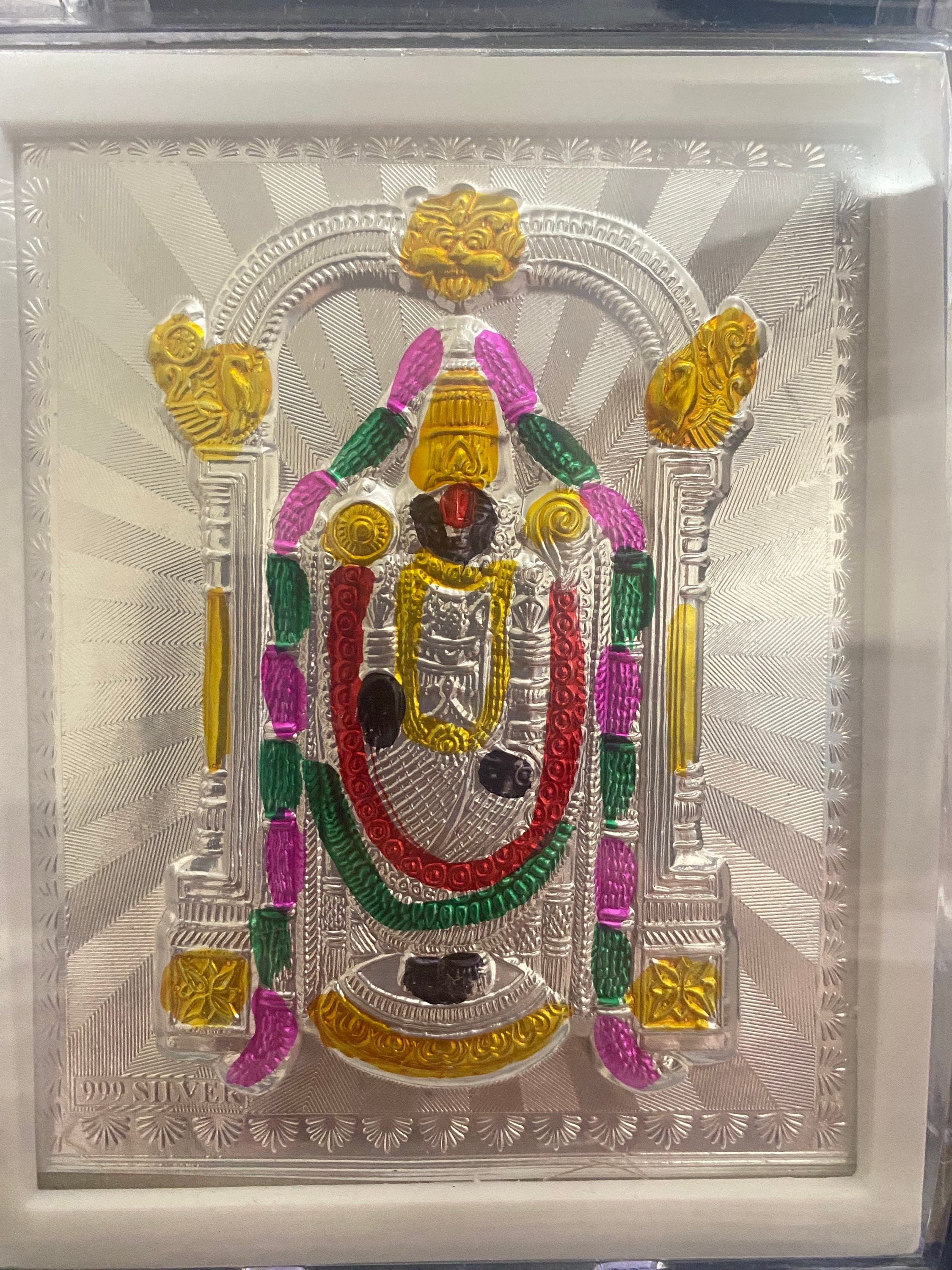 Large Pure Silver God Frame With Enamel Look. Lord Balaji Silver God ...