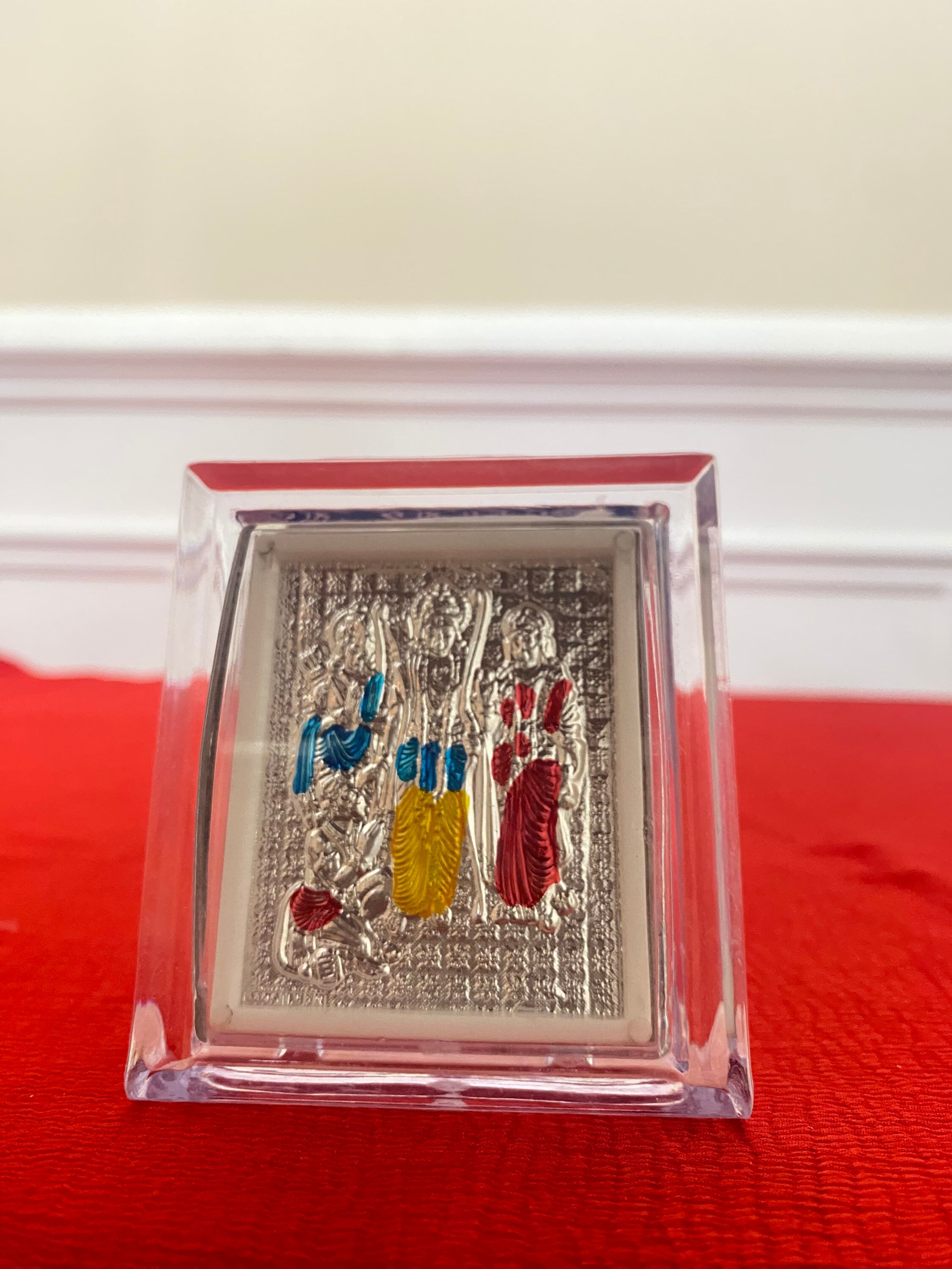 Medium Pure Silver Rama Parivar Sita Rama Idol Frame With Enamel ...
