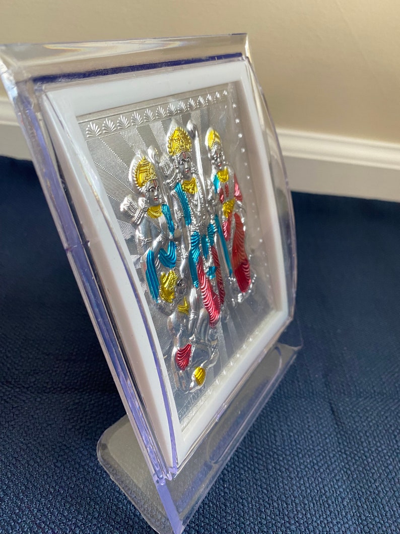 Large Pure Silver God Frame With Enamel Look. Ram Parivar God Frame ...