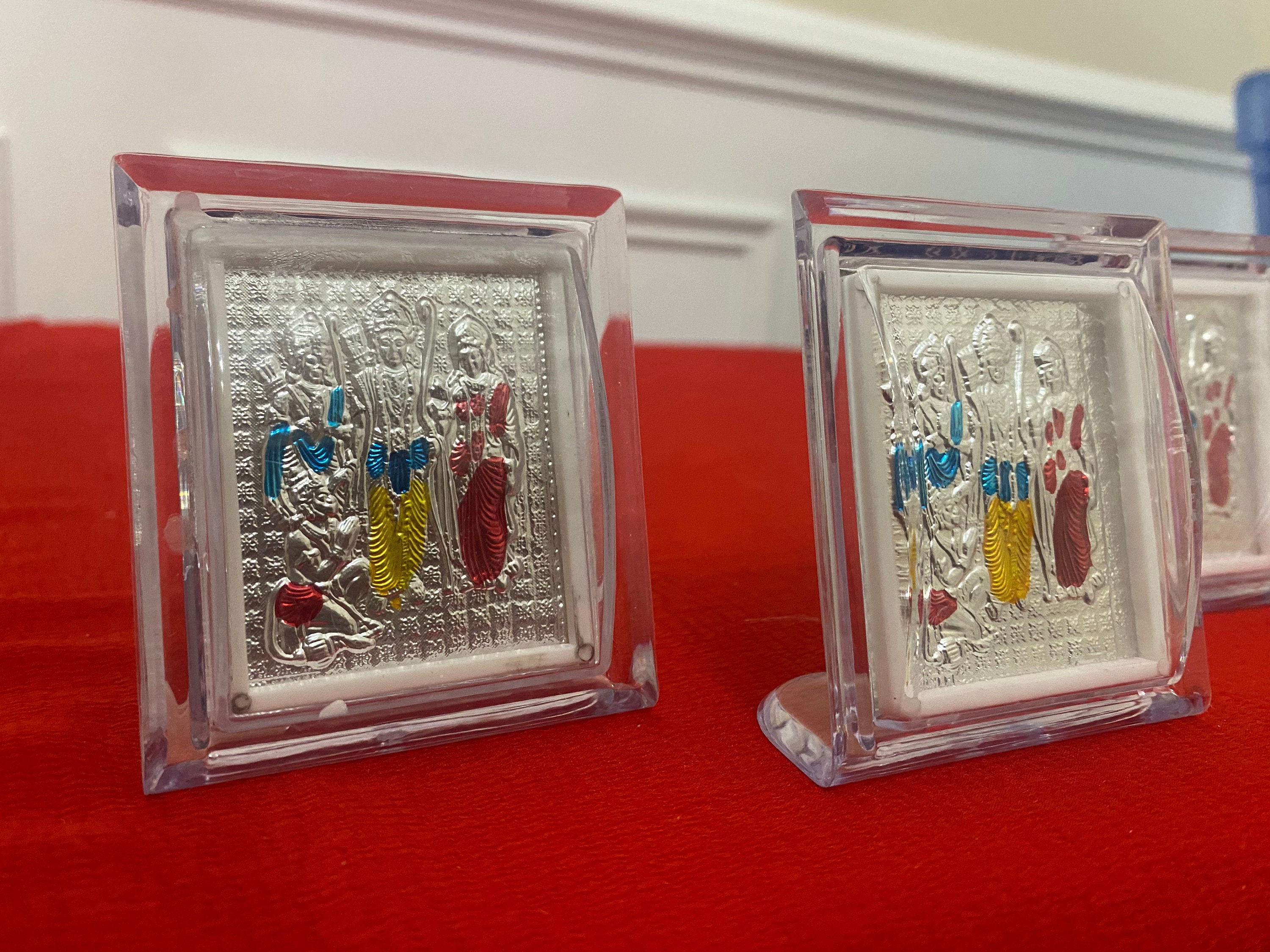 Medium Pure Silver Rama Parivar Sita Rama Idol Frame With Enamel ...