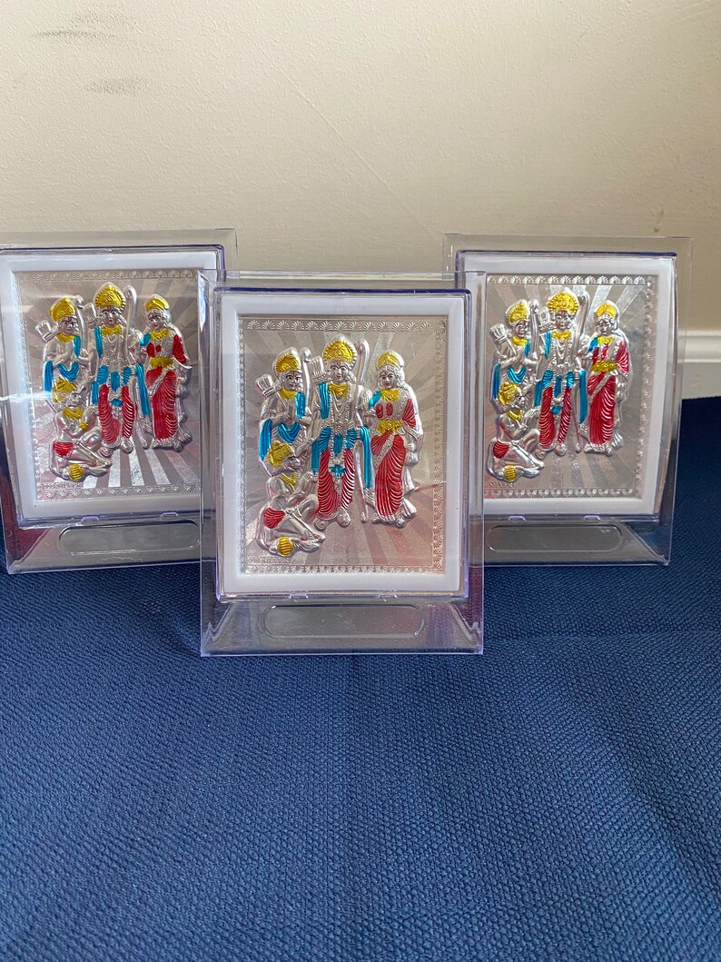 Large Pure Silver God Frame With Enamel Look. Ram Parivar God Frame ...