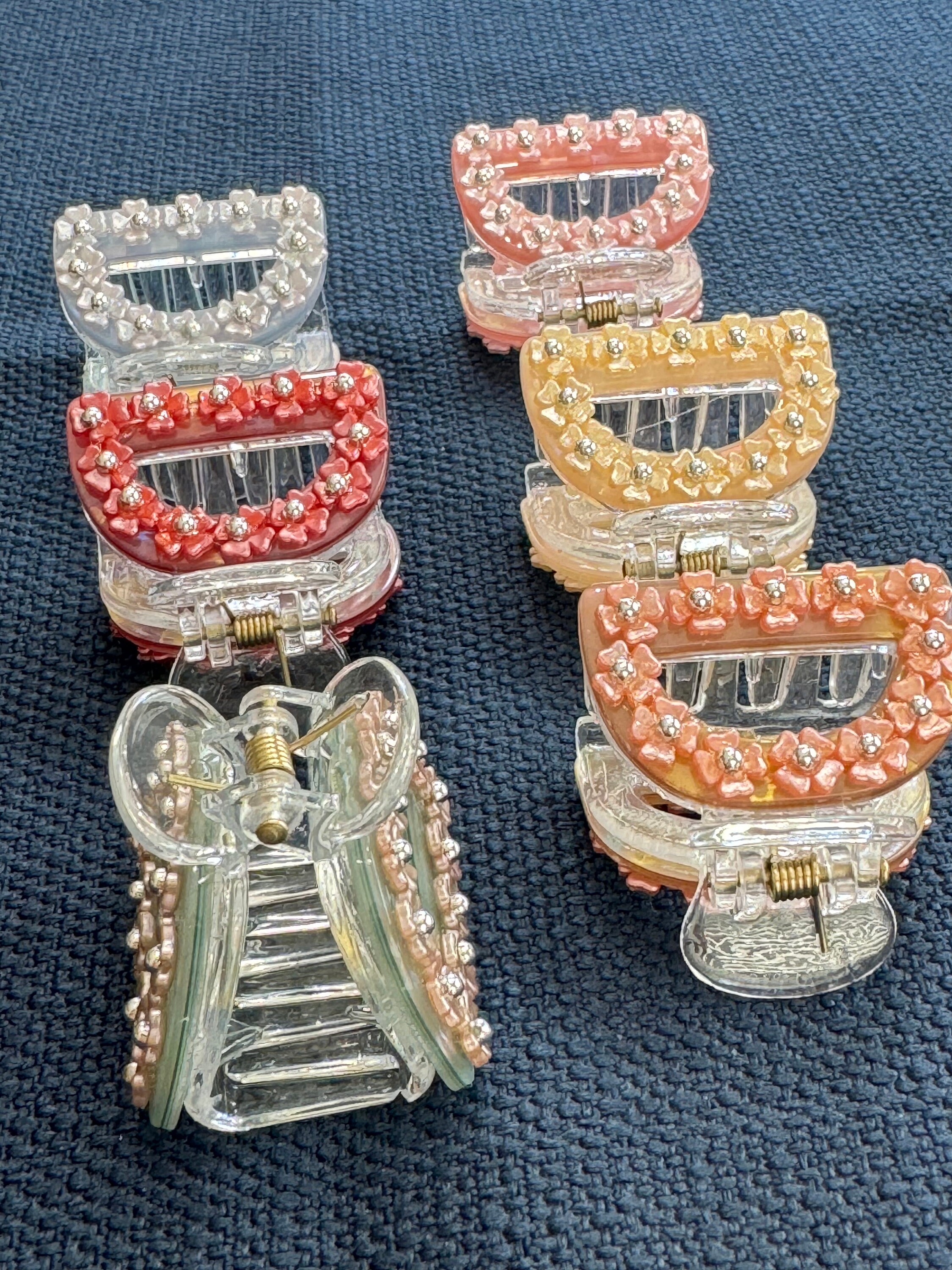6 Multi Color Side Stoned Hair Clips - Curvy Party Style- Trendy Design ...