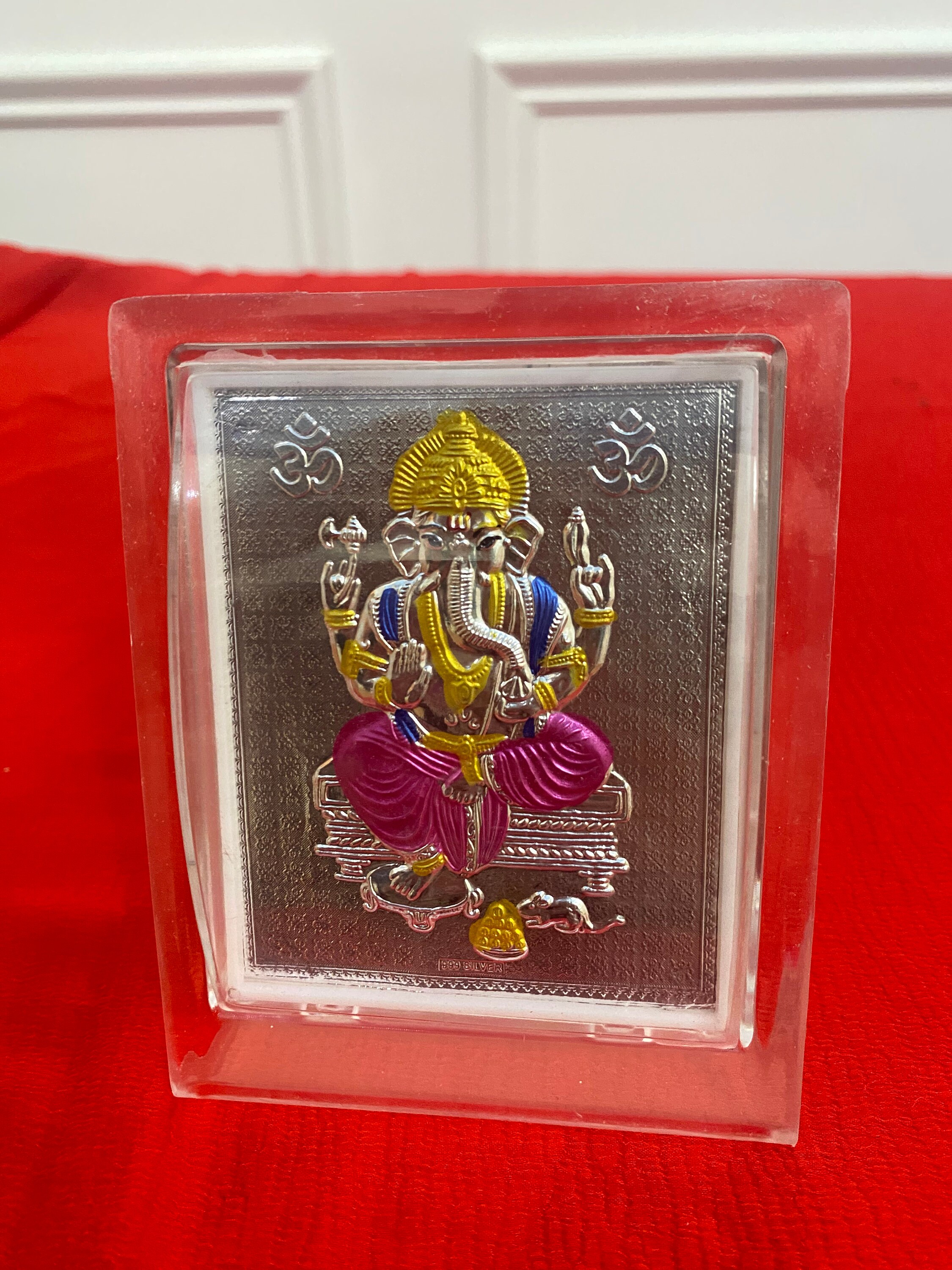 Medium - Pure Silver Ganesha Idol Frame With Enamel. Budget Friendly ...