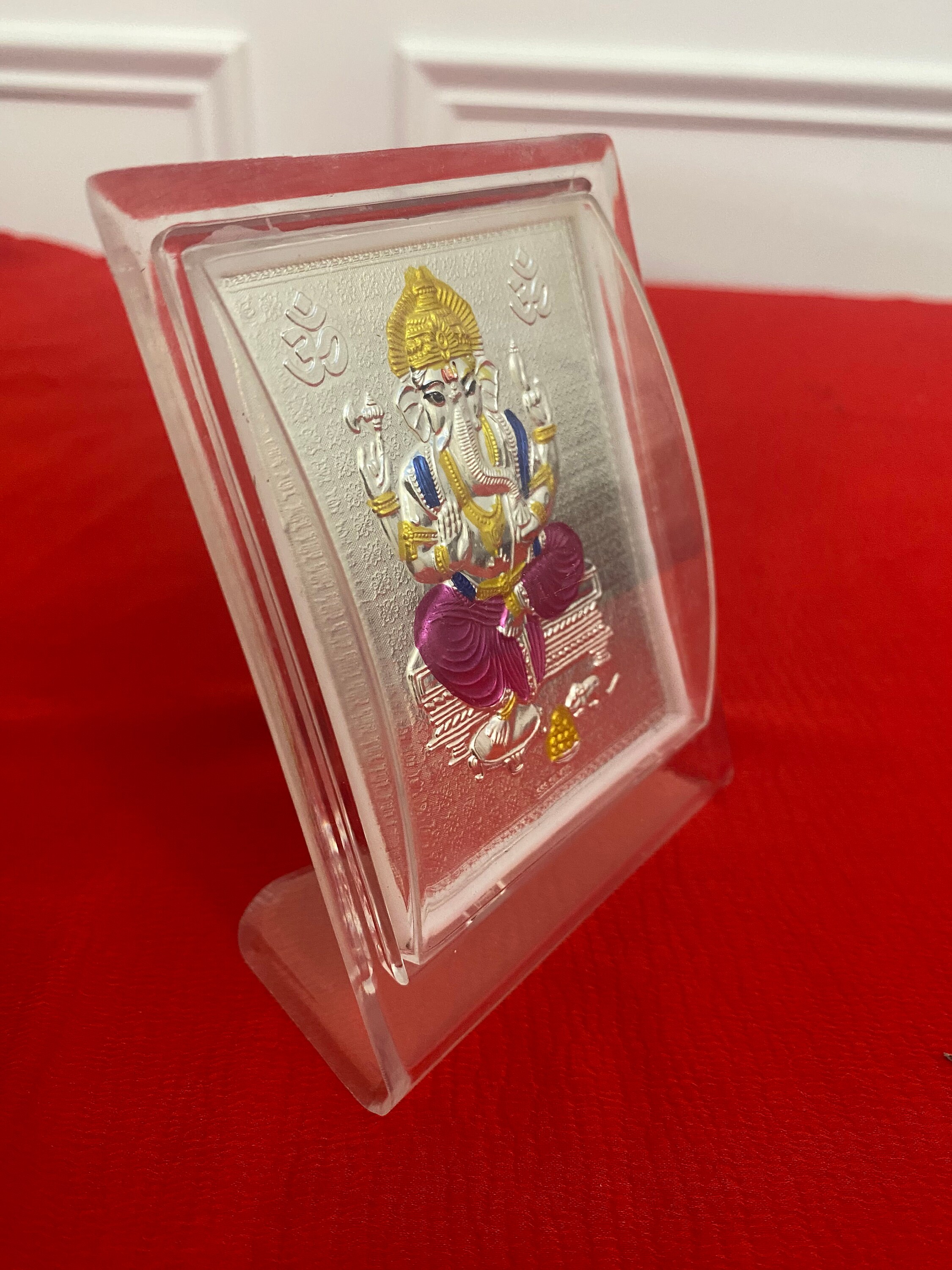 Medium - Pure Silver Ganesha Idol Frame With Enamel. Budget Friendly ...
