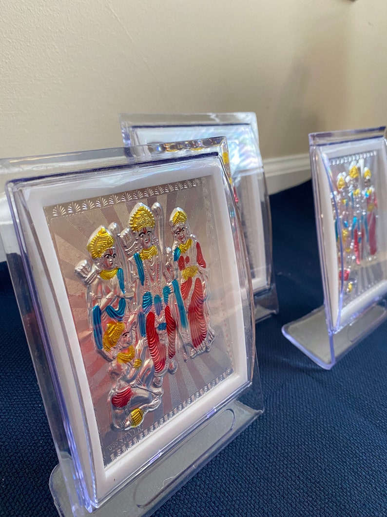 Large Pure Silver God Frame With Enamel Look. Ram Parivar God Frame ...