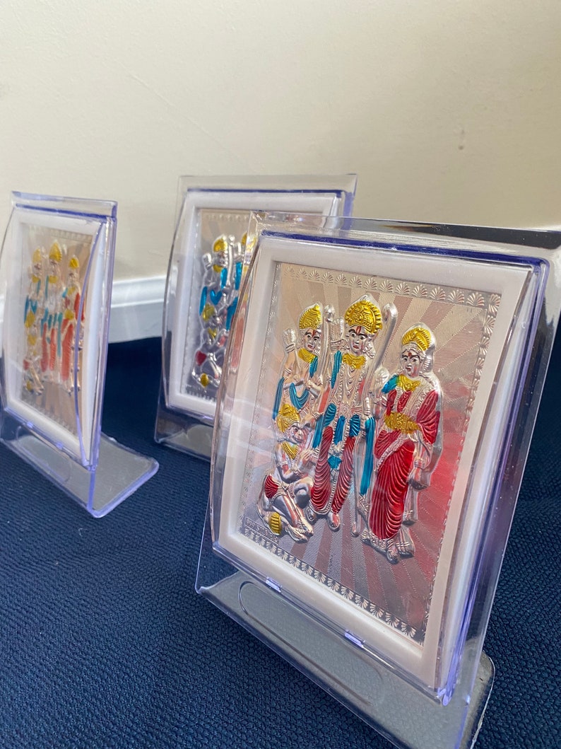 Large Pure Silver God Frame With Enamel Look. Ram Parivar God Frame ...