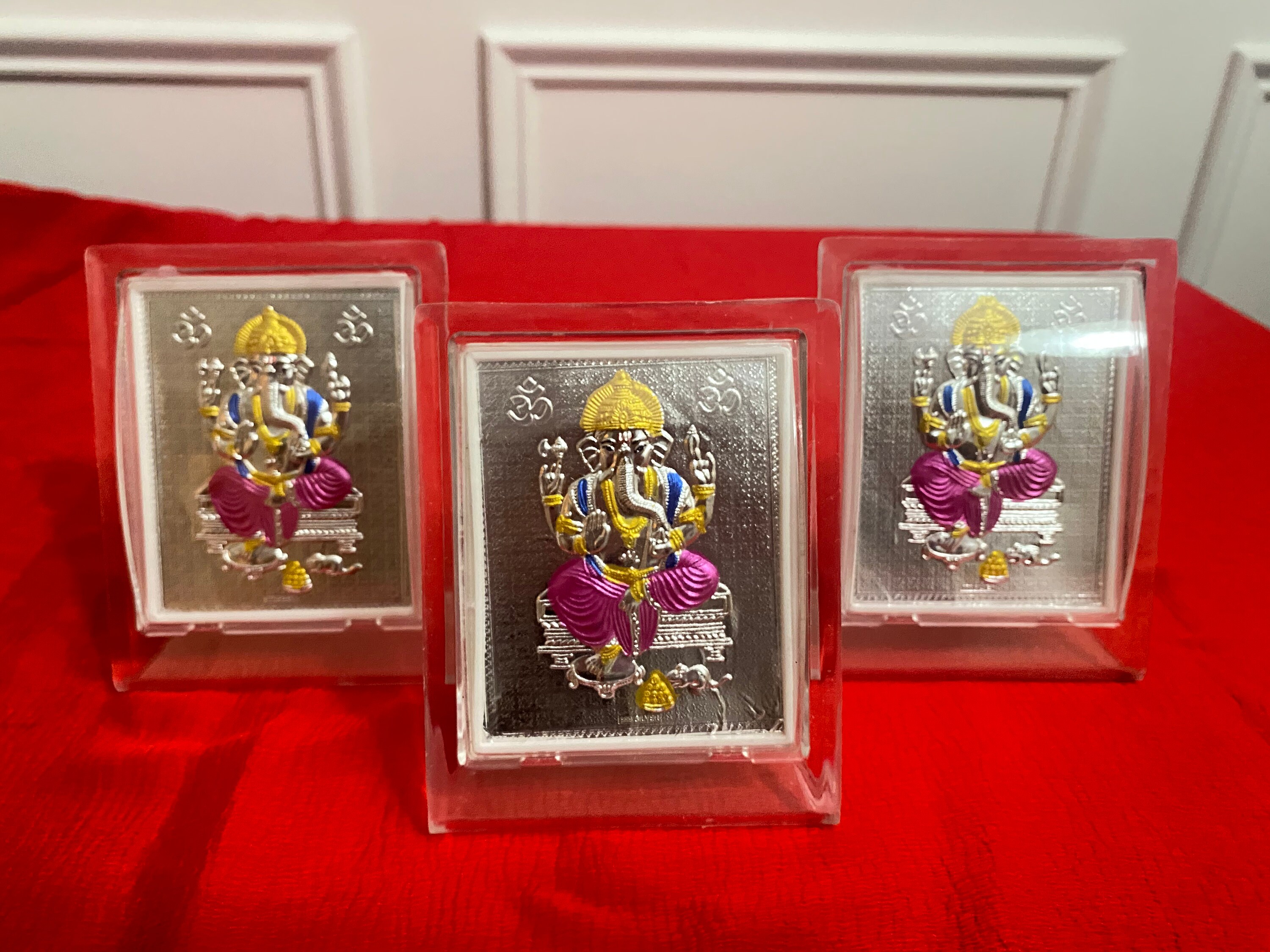Medium - Pure Silver Ganesha Idol Frame With Enamel. Budget Friendly ...