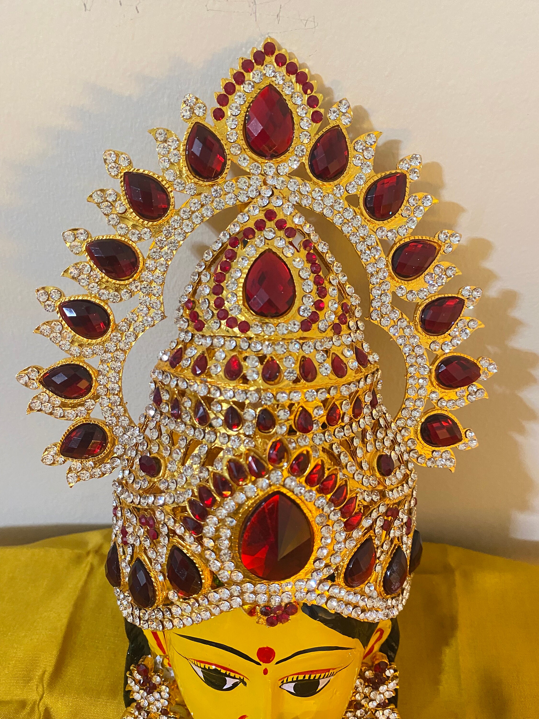 Goddess Lakshmi Face Idol, Stone Studded Puja Decor - Etsy