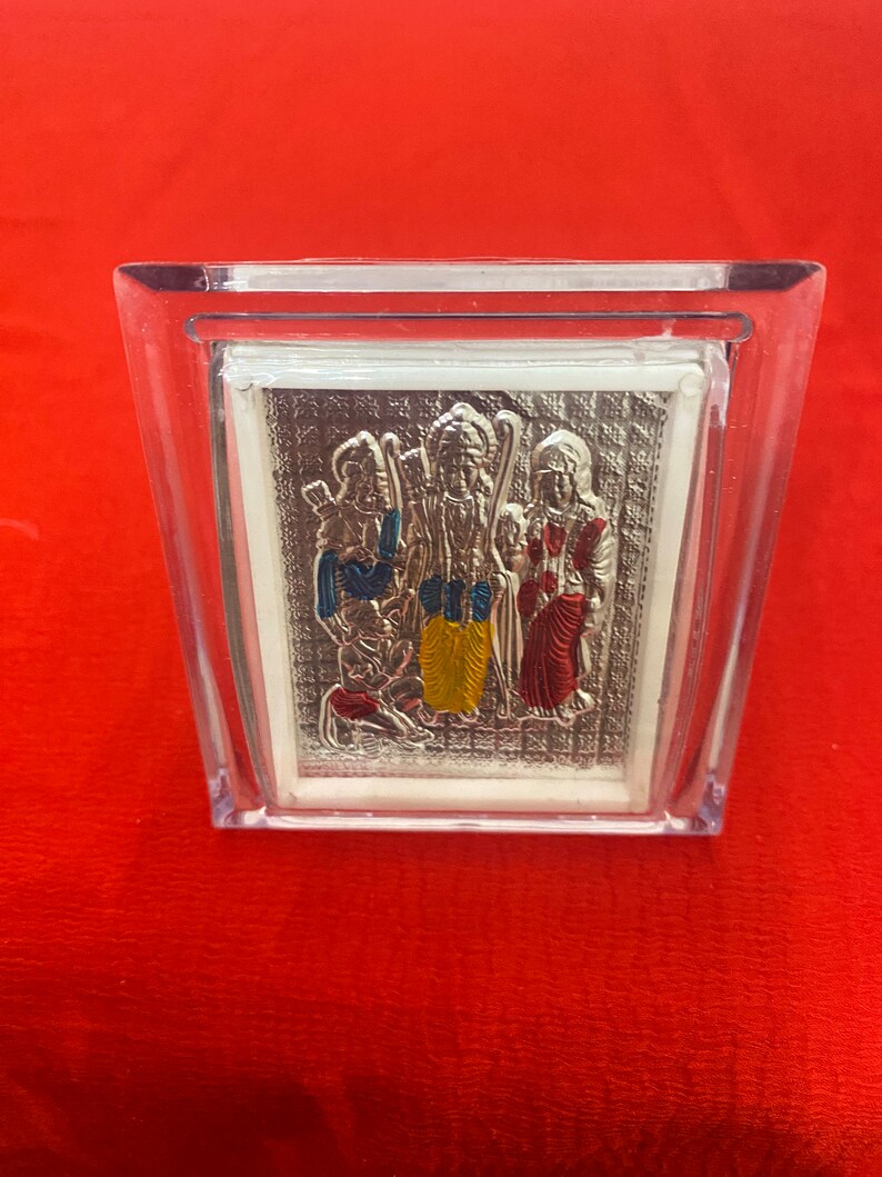 Medium Pure Silver Rama Parivar Sita Rama Idol Frame With Enamel ...