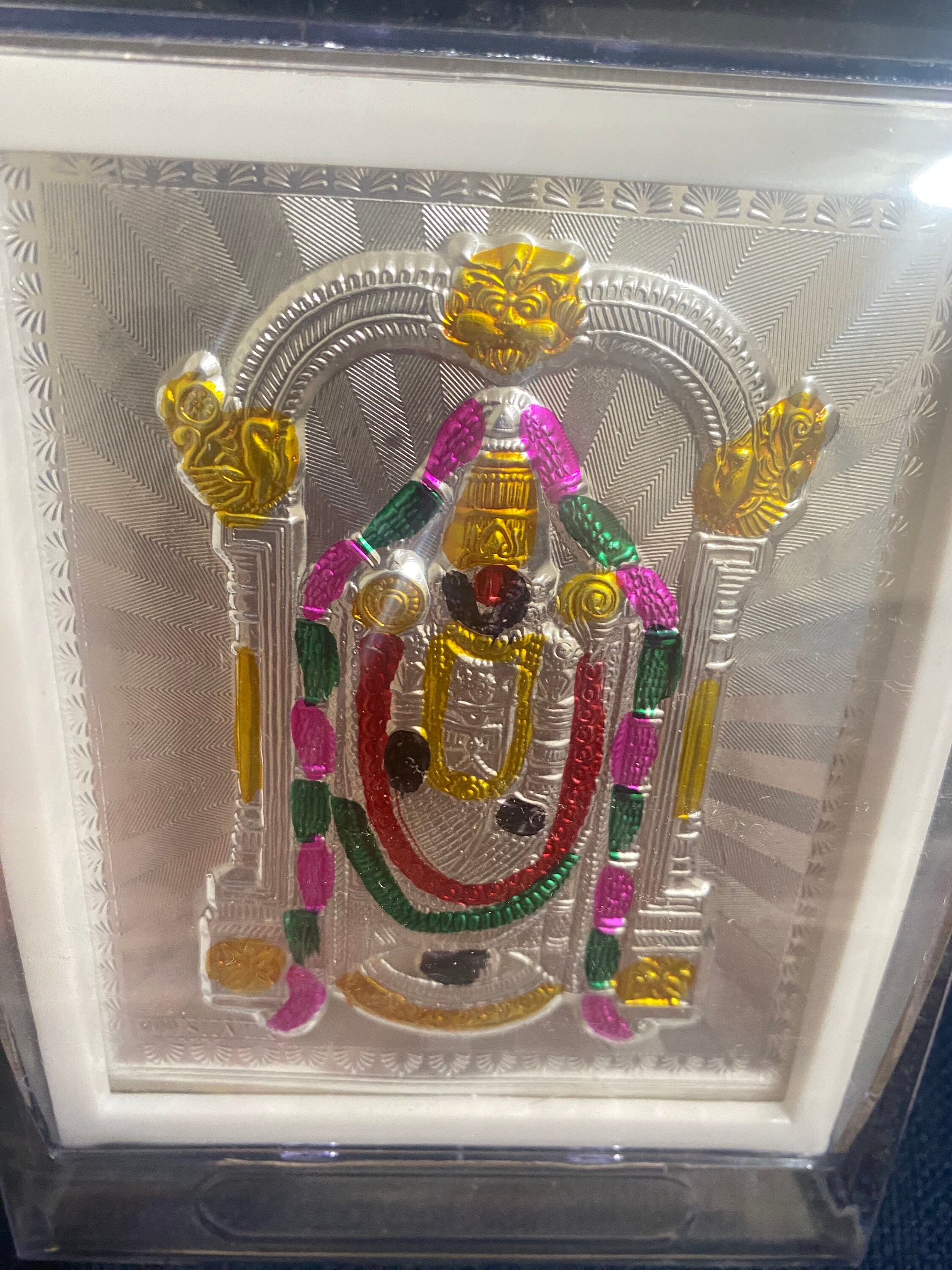 Large Pure Silver God Frame With Enamel Look. Lord Balaji Silver God ...