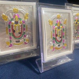 Large - Pure Silver God Frame With Enamel Look. Lord Balaji Silver God ...