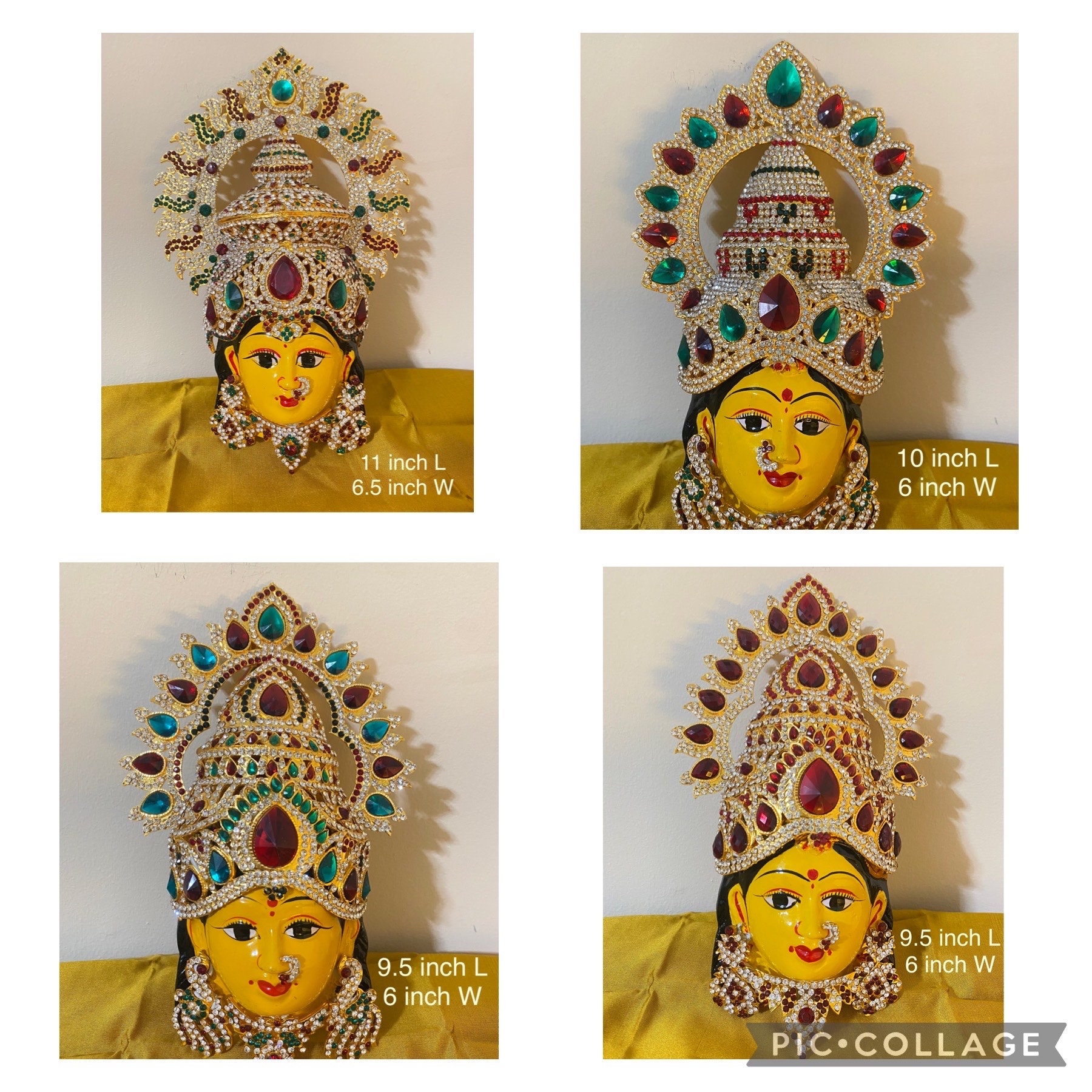Goddess Lakshmi Face Idol, Stone Studded Puja Decor - Etsy