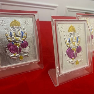 Medium - Pure Silver Ganesha Idol Frame With Enamel. Budget Friendly ...