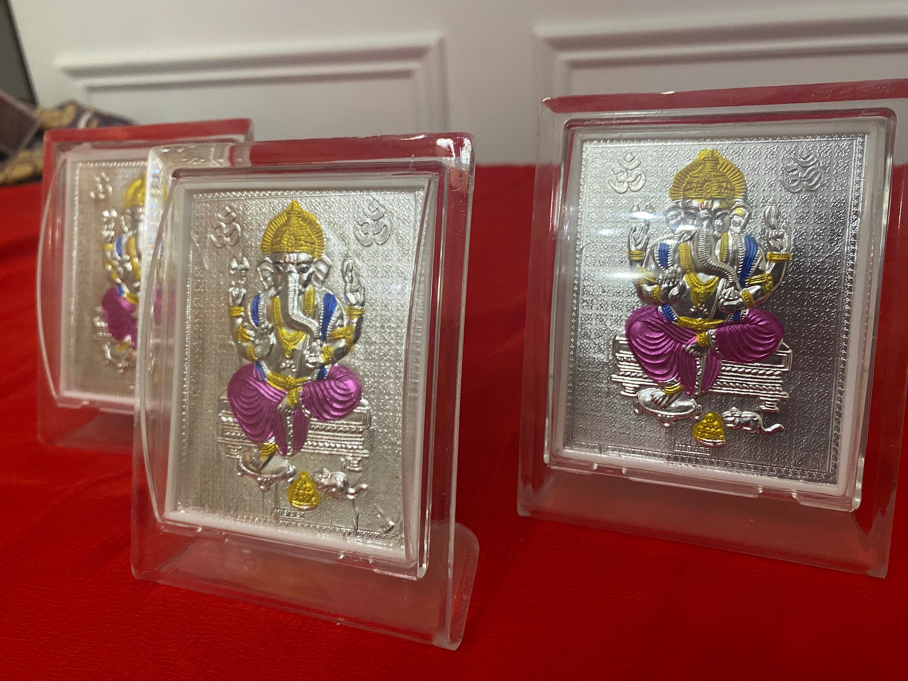 Medium Pure Silver Ganesha Idol Frame With Enamel. Budget Friendly ...