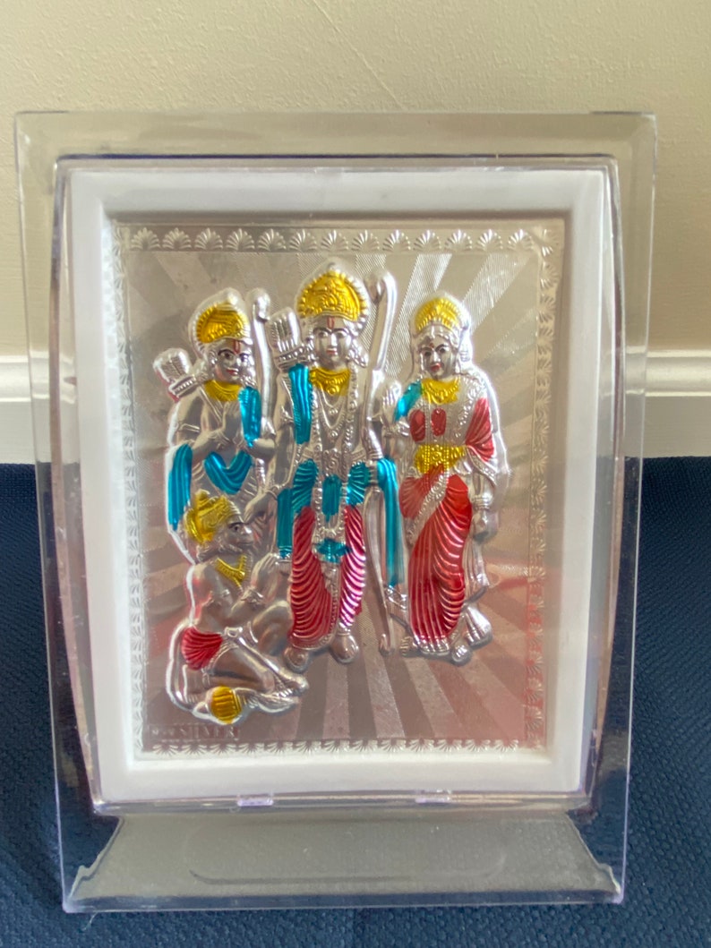 Large Pure Silver God Frame With Enamel Look. Ram Parivar God Frame ...