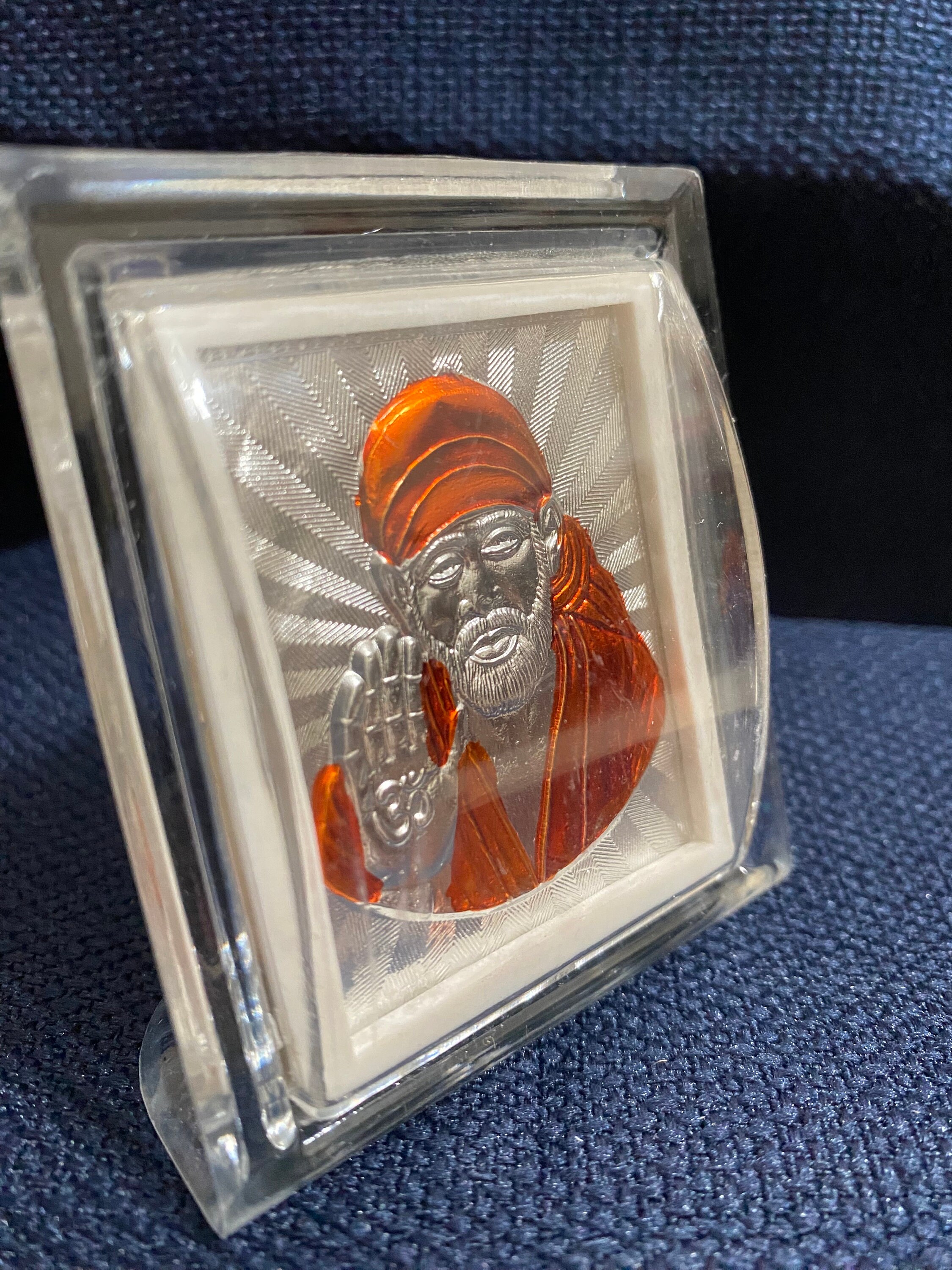 Enamel Pure Silver Sai Baba Frame: Puja Decor (3x2.5 Inch) - Etsy