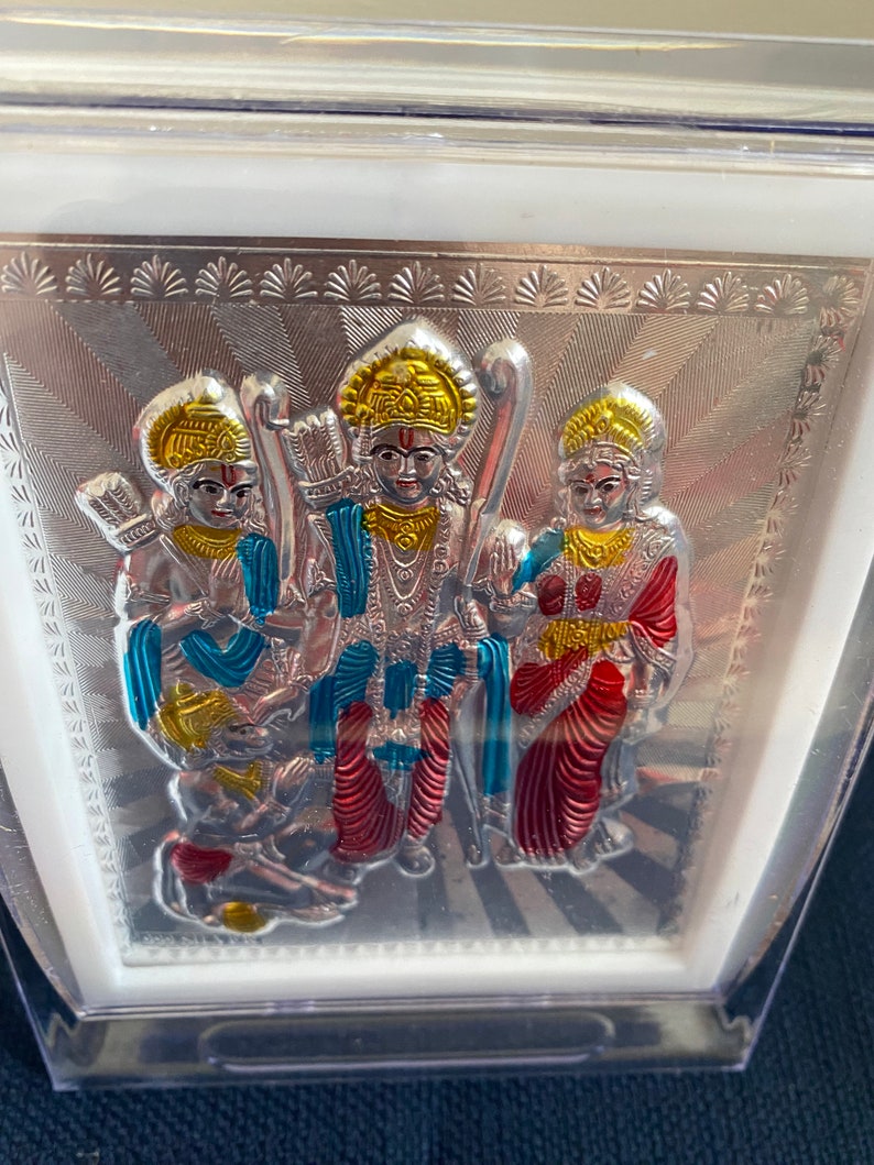 Large Pure Silver God Frame With Enamel Look. Ram Parivar God Frame ...