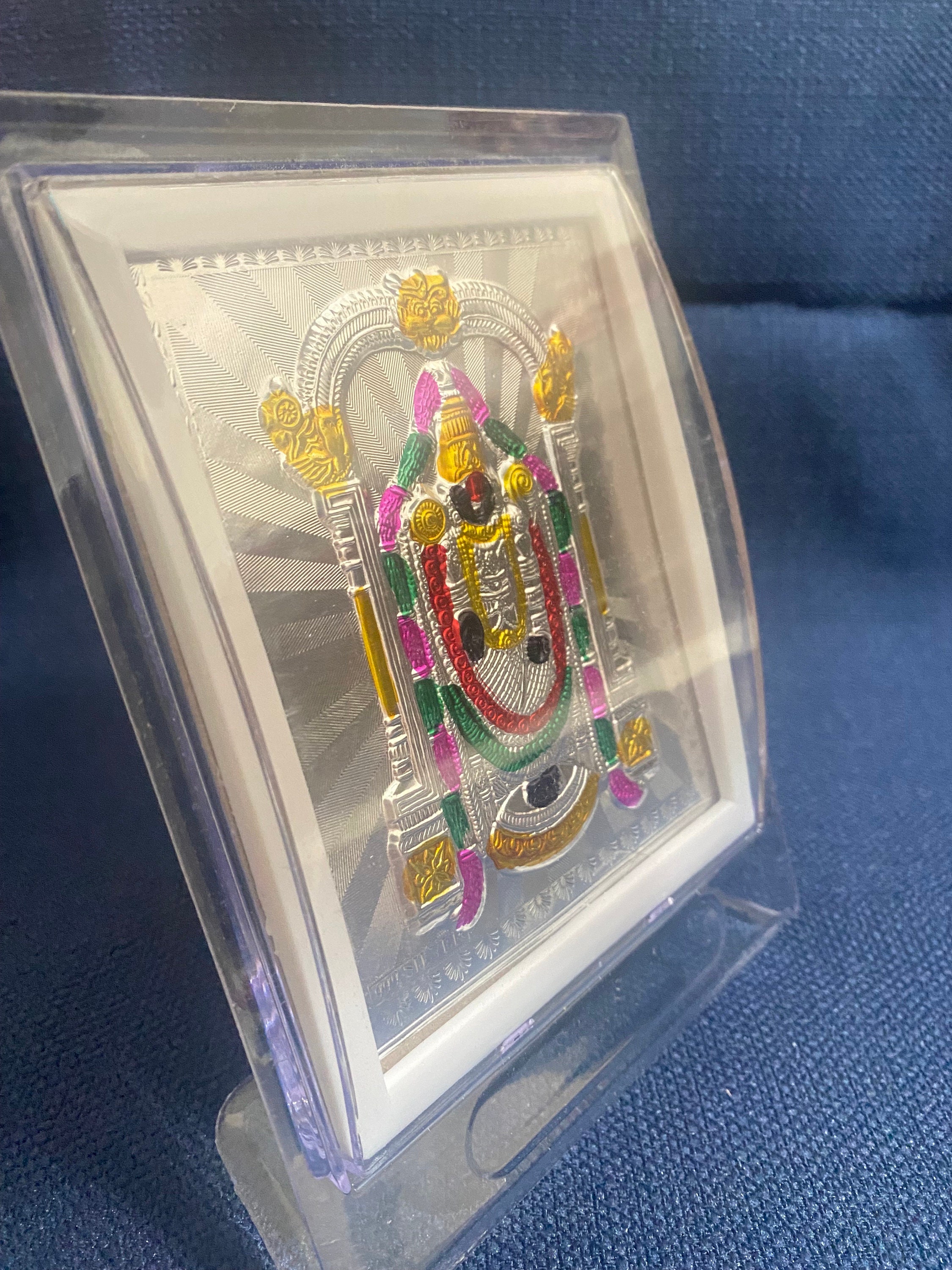 Large Pure Silver God Frame With Enamel Look. Lord Balaji Silver God ...
