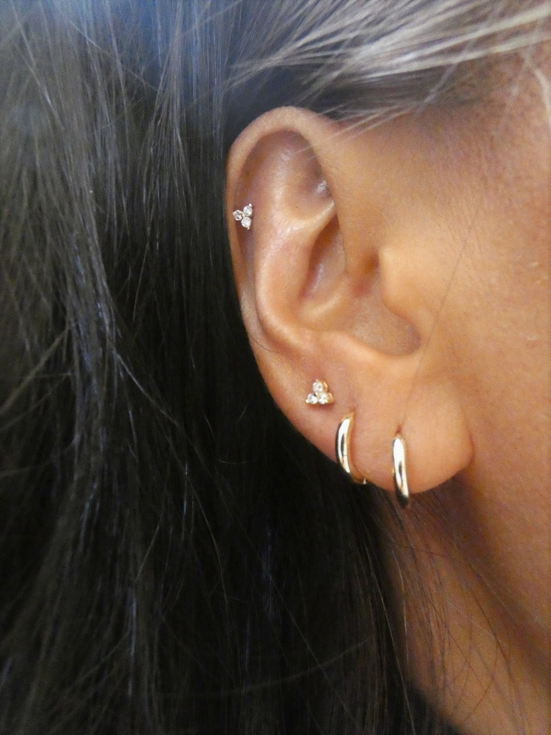 Tiny Studs, Trio Cluster, Cluster Studs, Dainty Studs, Dainty Earrings ...