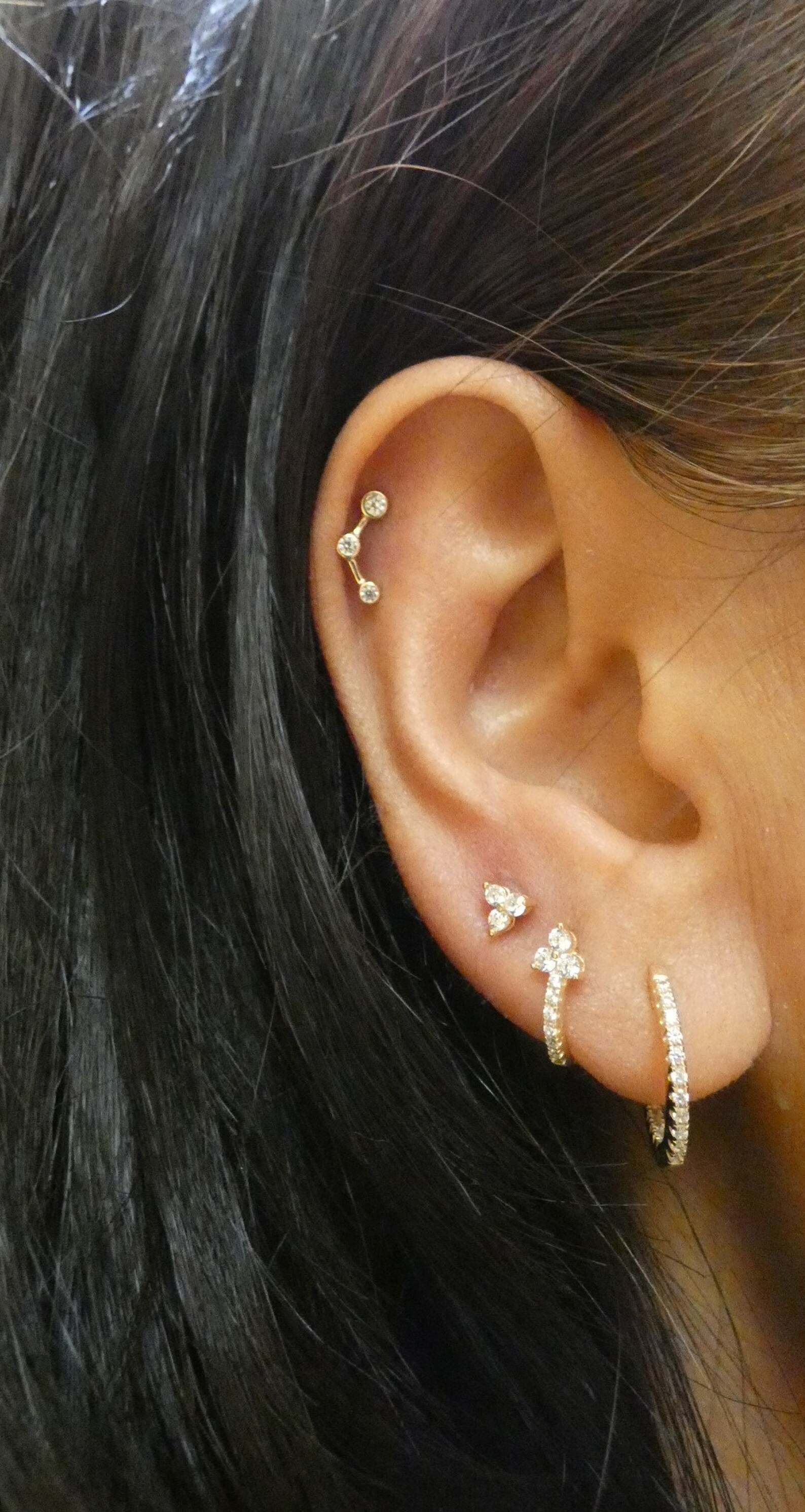 Tiny Studs, Trio Cluster, Cluster Studs, Dainty Studs, Dainty Earrings ...