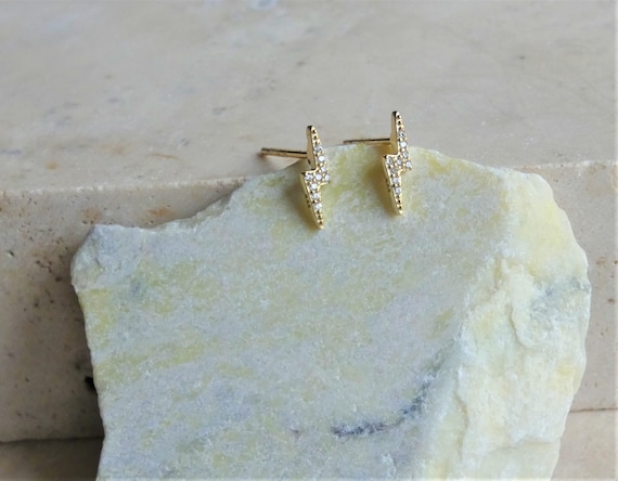 Tiny Studs Lightning Bolt Studs Thunder Bolt Studs Small | Etsy