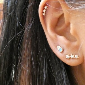 Tiny Studs, 3 Star Studs, Triple Star Studs, Star Studs, Small Studs ...