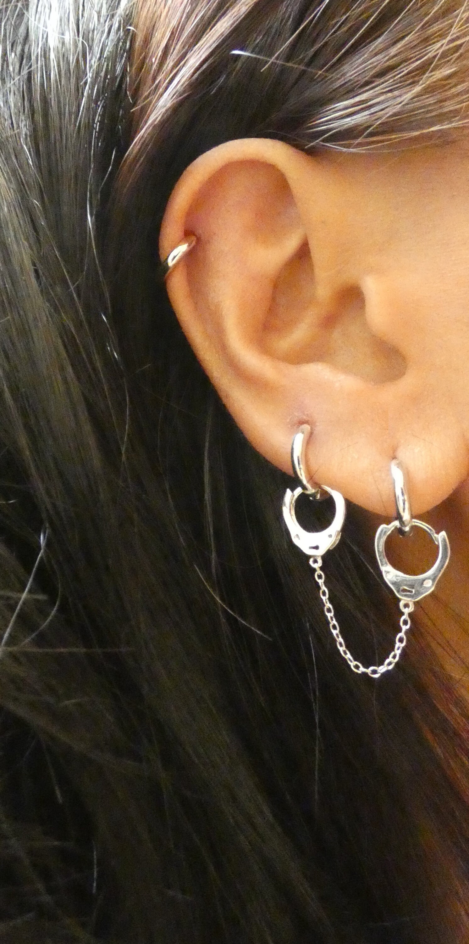 Handcuff Hoops Handcuff Huggies Double Hoops Huggies - Etsy